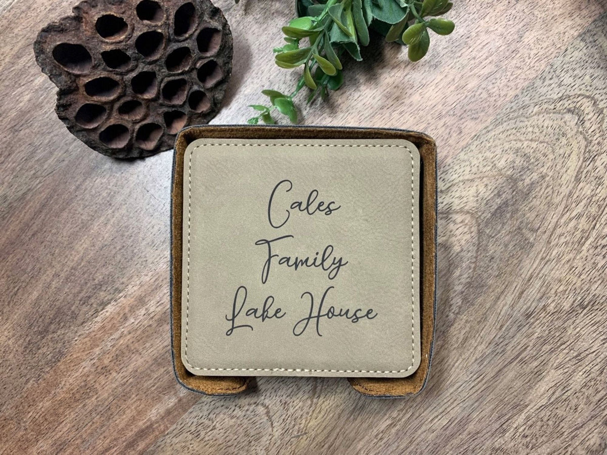 Personalized Coaster Set Anniversary Gift Cabin Coasters | Run Wild ...
